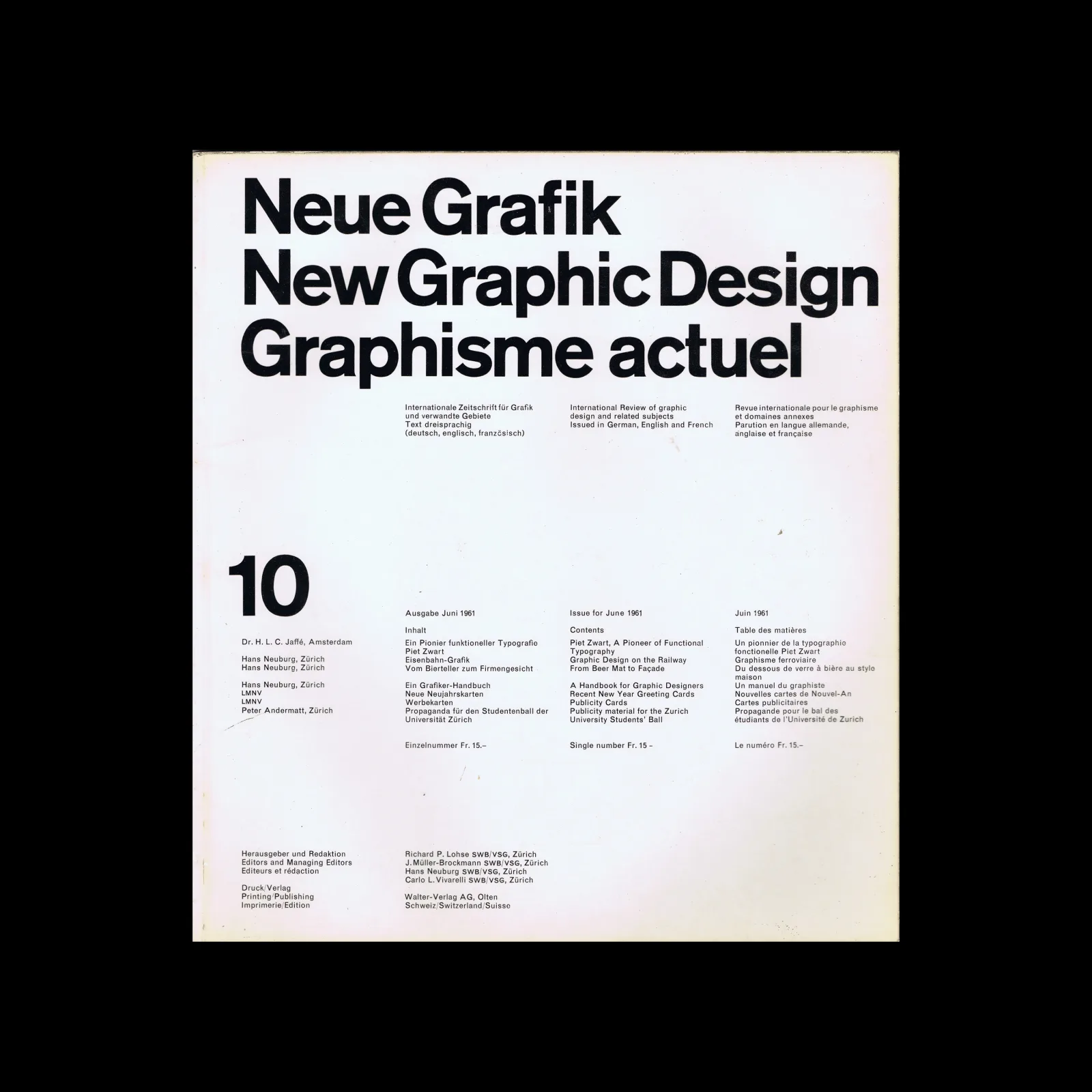 Neue Grafik / New Graphic Design / Graphisme actuel – No.10, 1961 ...