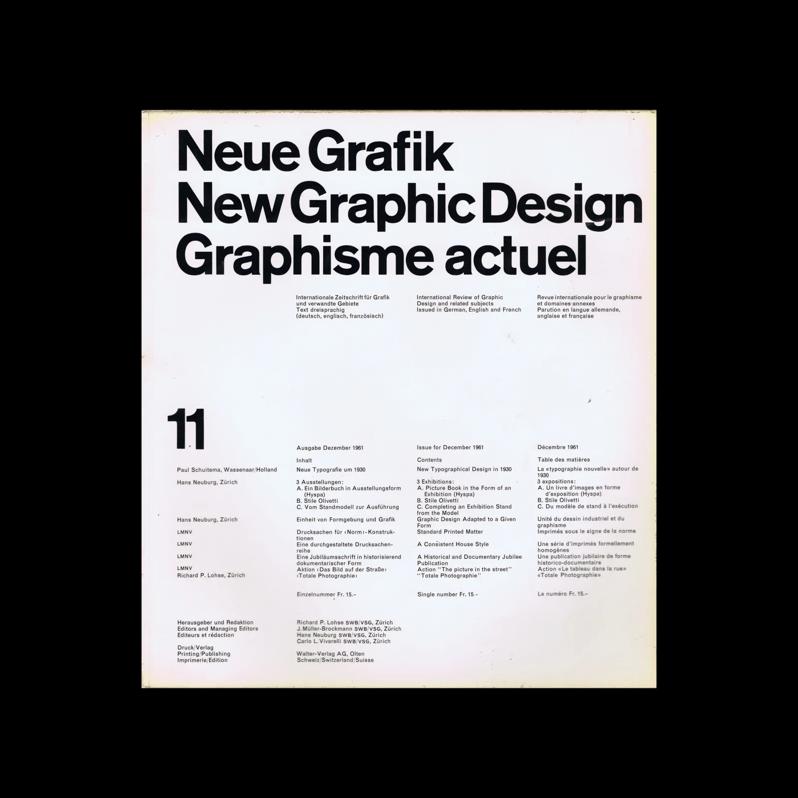 Neue Grafik / New Graphic Design / Graphisme actuel – No.11, 1961 ...