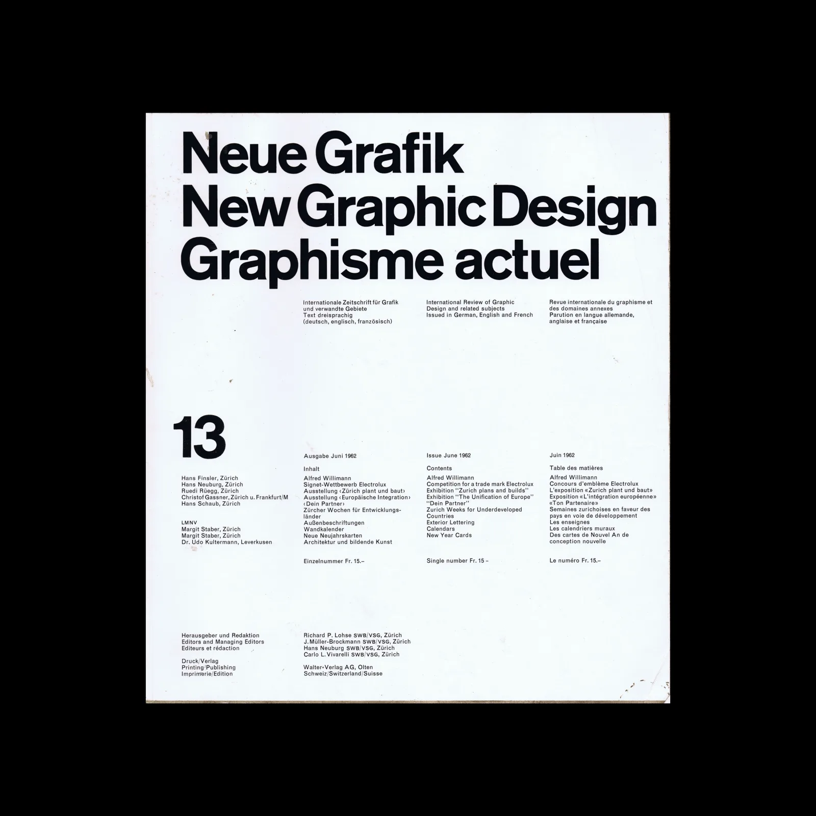 Neue Grafik / New Graphic Design / Graphisme actuel – No.13, 1962 ...